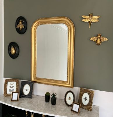 Miroir rectangulaire style vintage effet brillant doré Victoire L.66 x ...
