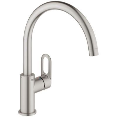 Mitigeur de cuisine brossé Grohe Start Loop | Castorama