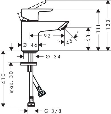 Mitigeur de lavabo taille S chromé Hansgrohe Neovis