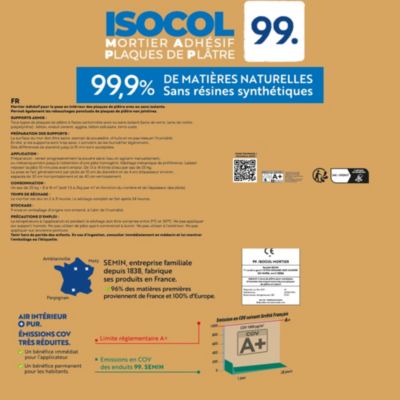 Mortier adhésif ISOCOL sac de 25kg SEMIN