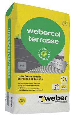Mortier- colle pour carrelage (C2E) WEBER COL TERASSE - Sac de 25 Kg - GRIS
