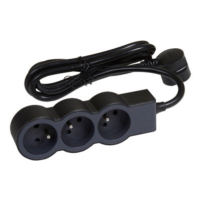 Multiprise 3 prises Legrand noir et gris 3 m | Castorama