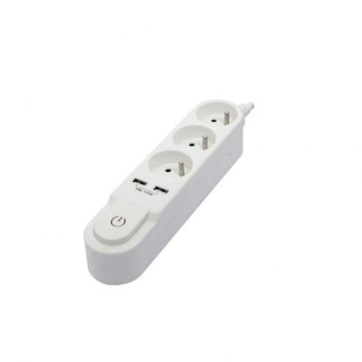 Multiprise Design 3x16A + 2xUSB 1,5m - blanc - Chacon