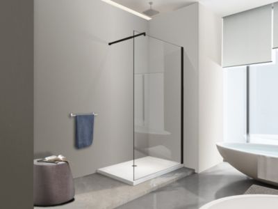 NALA Paroi de douche à l'italienne de 8 MM avec cadre et bras Noir h ...