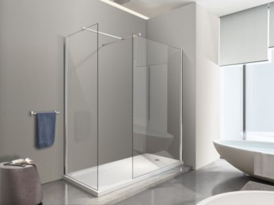 NALA Parois de douche de 8 mm type Walk-in avec barre de soutien à T ...