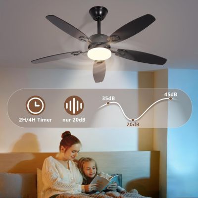 NETTLIFE Ventilateur Plafond LED Silencieux Pales Réversibles ...