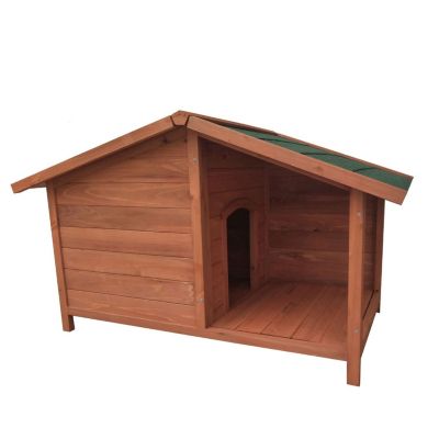 Niche pour chien en bois naturel avec patio RIO