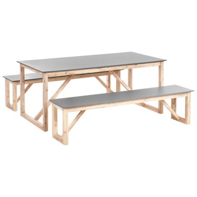 NOTTERI Salle à manger de jardin avec bancs Gris Béton