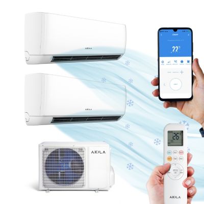 OBAMI - Climatiseur réversible fixe - Bi-split - 6200W - 21000 BTU - 40m2 + 30m2 - Gaz R32 - 4D ...