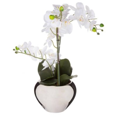 Orchidée artificielle - vase en céramique - H57 cm - Blanc- Atmosphera | Castorama