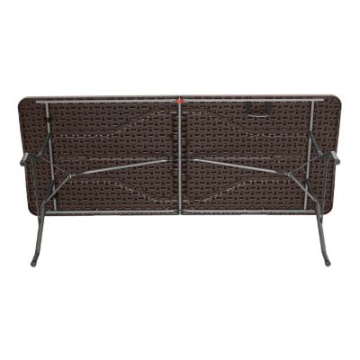 Pack 10 Tables Pliantes Rectangulaires Effet Rotin 180x74cm Thinia Home