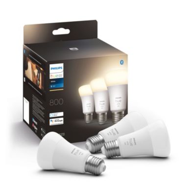 Pack 3 ampoules LED connecté Philips Hue Bluetooth A60 E27 880lm 9W 60W blanc chaud