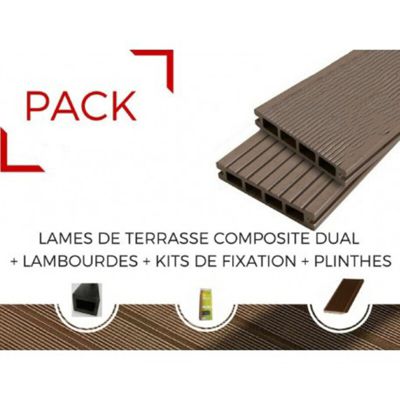 PACK 4 m² lame de terrasse composite Dual + ACCESSOIRES 2400mm Beige ...