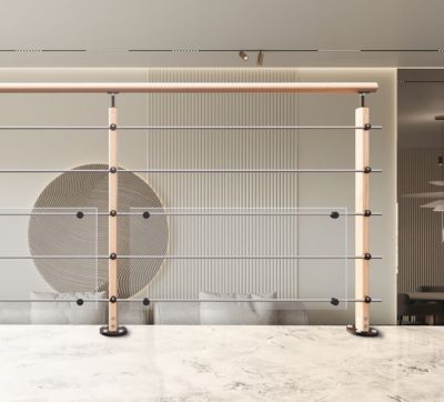 Pack balustrade 2m pose à plat Hesta Kordo hêtre verni/ alu noir ral 9005