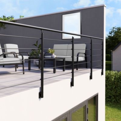 Pack balustrade latérale FORTIA horizontale aluminium noir | Castorama
