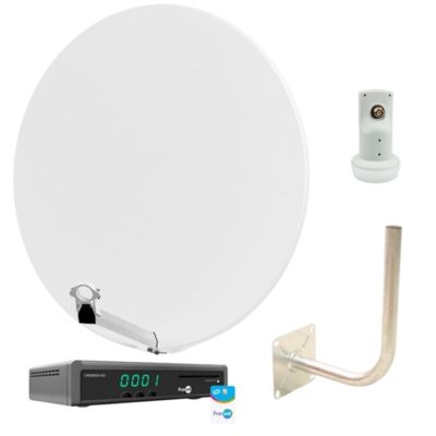 Pack Parabole Satellite Fibre Blanche 85cm + LNB Single + Récepteur Décodeur TV Satellite HD ...