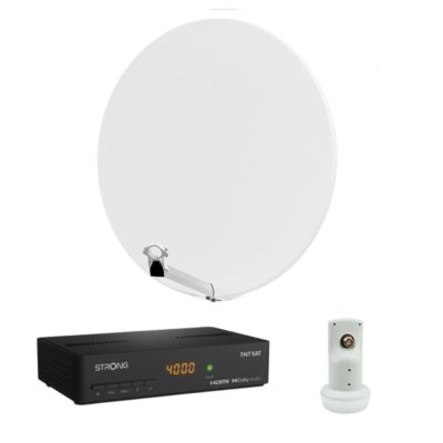 Pack Parabole Satellite Fibre Composite Blanche 85cm + LNB Single + Décodeur Satellite ASTRA HD ...