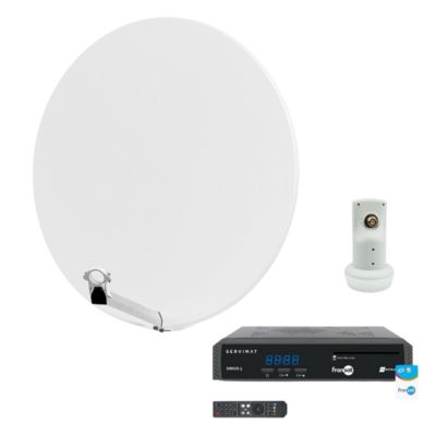 Pack Parabole satellite fibre composite Blanche 85cm + LNB Single + SIRIUS 3 Récepteur TV ...