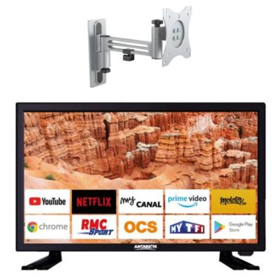 PACK TV LED 18.5" 47cm Téléviseur HD Android 11.0 + Support TV Camping ...