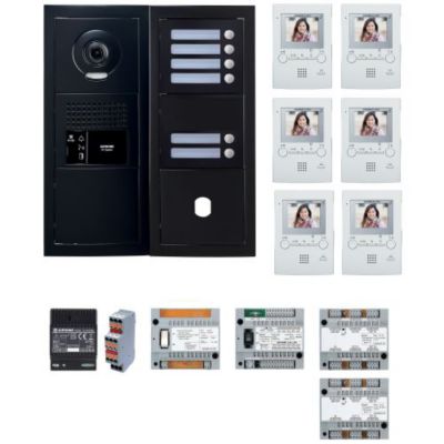 Pack vidéo 6 postes complet noir - AIPHONE - 200458