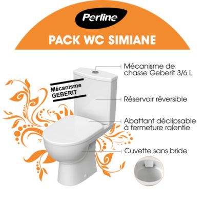 Pack WC à poser sans bride blanc Simiane Perline