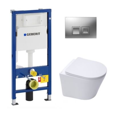 Pack WC Bati-support Geberit Duofix UP100 + Cuvette SAT Infinitio sans ...