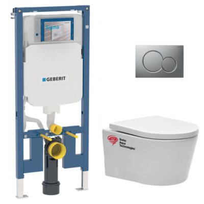 Pack WC Bati-support Geberit UP720 slim + WC Swiss Aqua Technologies ...