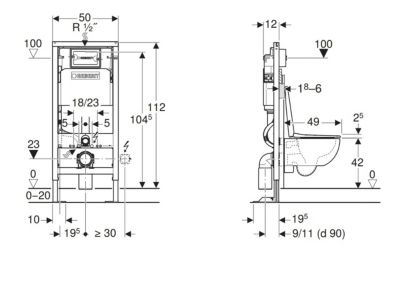 Pack WC suspendu sans bride, Geberit G-500 Design Compact