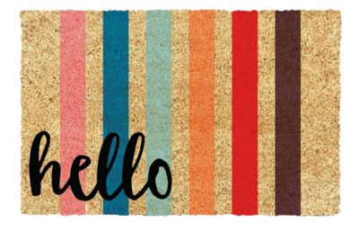 Paillasson coco Hello multicouleur L.60 x l.40 cm | Castorama