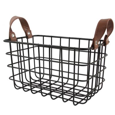 Panier de rangement Aetna en acier inoxydable coloris noir/marron L.27 ...