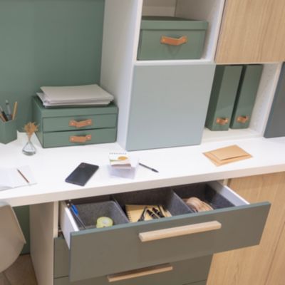 Panier de rangement rectangle en feutre gris, taille M Box & Beyond