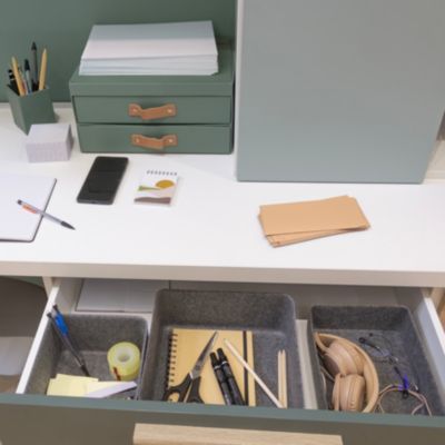 Panier de rangement rectangle en feutre gris, taille M Box & Beyond ...