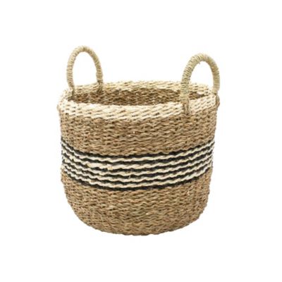 Panier de rangement rond jonc de mer marron et noir Box & Beyond