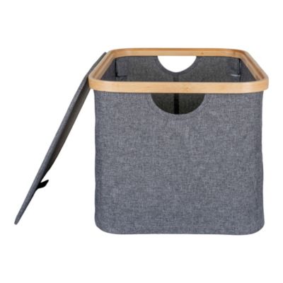 Panier Noto en Bambou et Textile Gris Foncé - 30x45x25 cm pour un ...