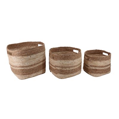 Panier rond base carrée en jonc de mer Norasia couleur naturelle taille L