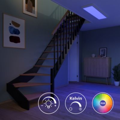 Panneau à LED connecté Myko blanc lumière blanche réglable 4600lm L.120 ...