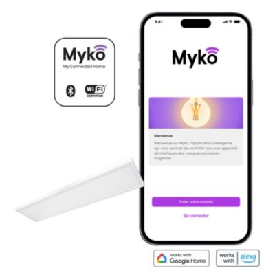 Panneau à LED connecté Myko blanc lumière blanche réglable 4600lm L.120 ...