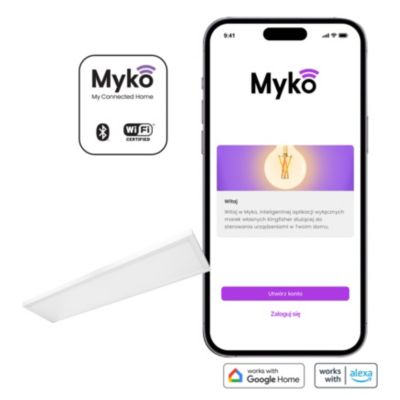 Panneau à LED connecté Myko blanc lumière blanche réglable 4600lm L.120 ...