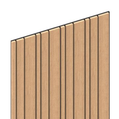 Panneau Boa en MDF fond noir, tasseaux décor chêne Saragosse L. 280 x l ...