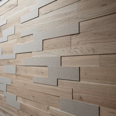 Panneau Mural 3D Chêne Massif OZO Oyster + Feutre Acoustique - 4/7/9mm ...