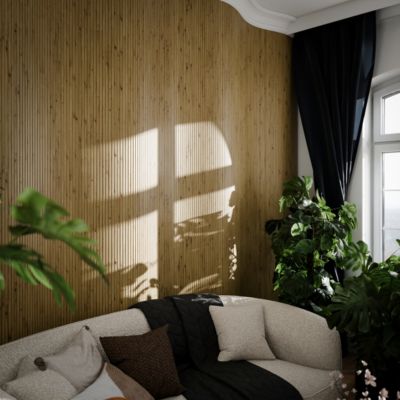 Panneau tasseau flexible MDF Ella effet chêne clair 275X60 cm