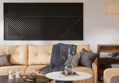 Panneau tasseau MDF Joy décor diagonal noir 140X90 cm | Castorama