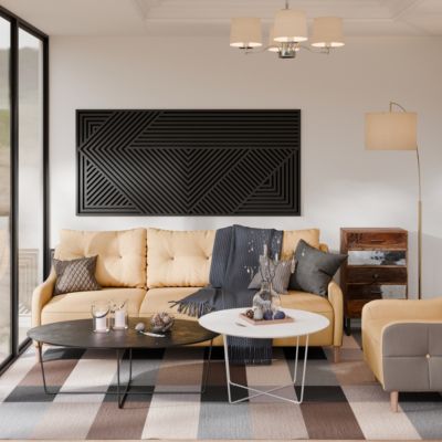 Panneau tasseau MDF Joy décor diagonal noir 240X90 cm | Castorama