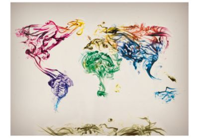 Papier peint intissé panoramique carte du monde dancing smoke trails ...