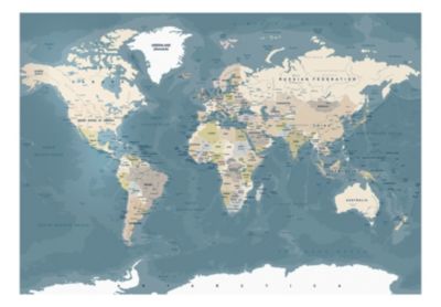 Papier peint intissé panoramique carte du monde vintage world map ...