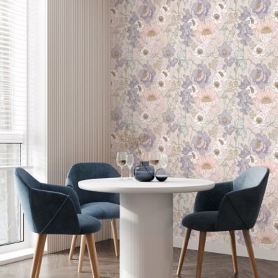Papier peint intissé pré-encollé - FLEURS VINTAGE - 1 rouleau de 300x60cm