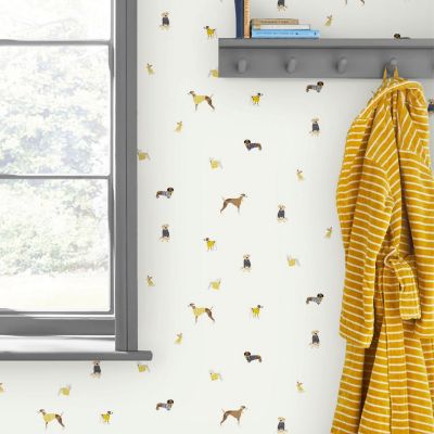 Papier peint intissé Harbour dogs imprimé chiens sur fond blanc L.1000 ...