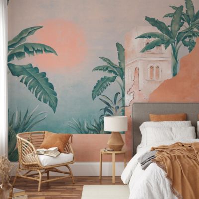 Papier peint panoramique avec paysage tropical et jungle - 340x260 cm ...