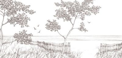 Papier peint panoramique Balade en bord de mer, Beige 525 x 250cm