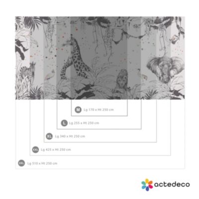 Papier peint panoramique enfant Scènes girafes, Blanc 340 x 250cm